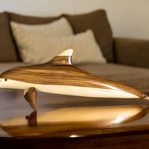 Hand-carved Wooden Dolphin Figurine - Artisan Craftsmanship, Natural ...