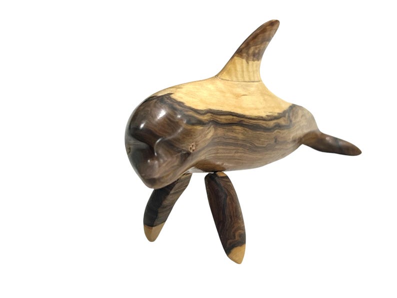 Hand-carved Wooden Dolphin Figurine - Artisan Craftsmanship, Natural ...
