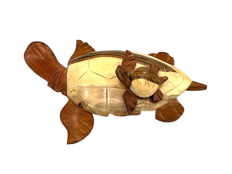 Hand-carved Wooden Sea Turtle Sculpture – Mother and Calf Design - Etsy