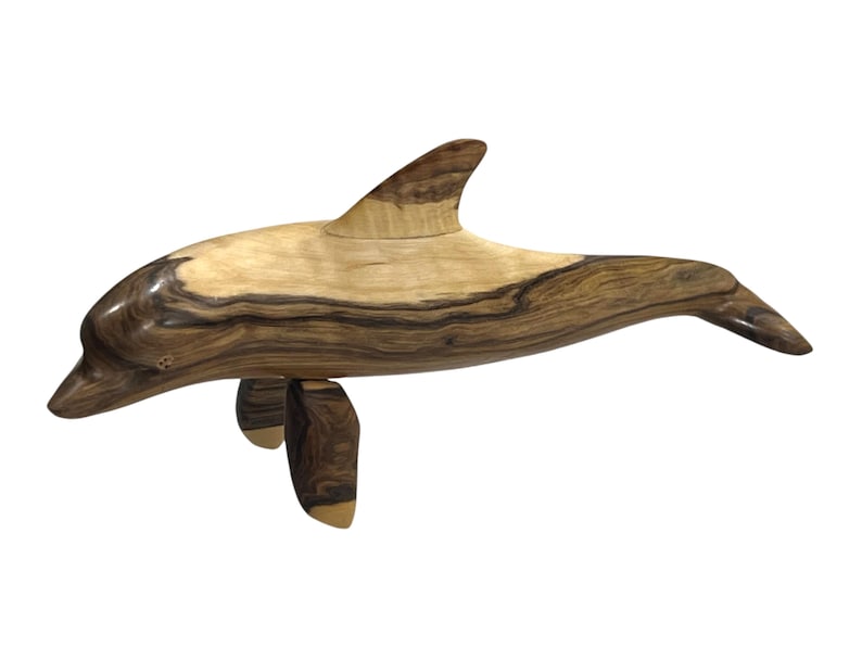 Hand-carved Wooden Dolphin Figurine - Artisan Craftsmanship, Natural ...