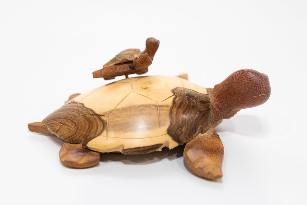 Hand-carved Wooden Sea Turtle Sculpture – Mother and Calf Design - Etsy