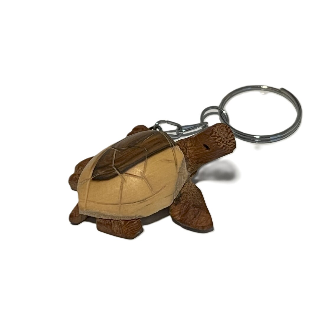 Hand-carved Wood Tortoise Keychain: Sea Animal Art - Etsy