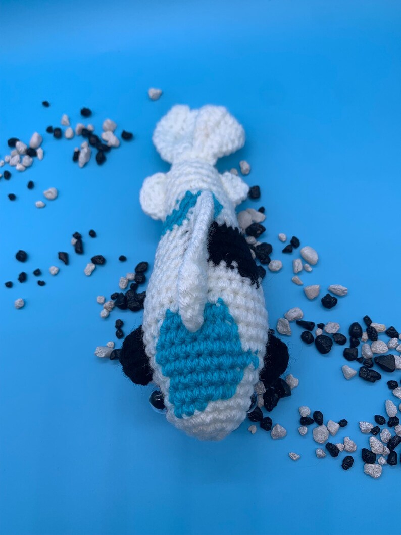 Crochet Koi Fish Plushie: Tricolor Stuffed Carp, Handmade, Red, White ...