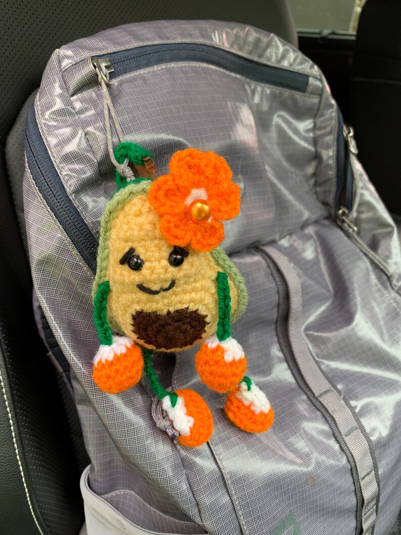 Crochet Avocado Plushie Clip: Handmade Backpack Charm, Vegan Gift - Etsy