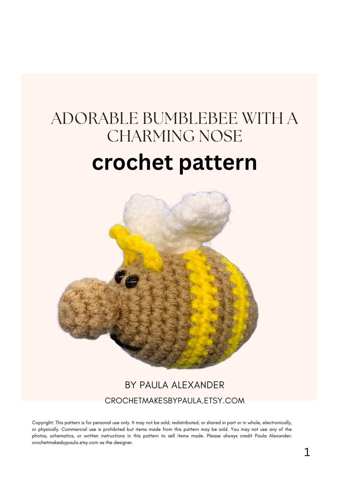 Bumblebee Crochet Pattern: Amigurumi Bee PDF, Cute Chubby Bee, Beginner ...