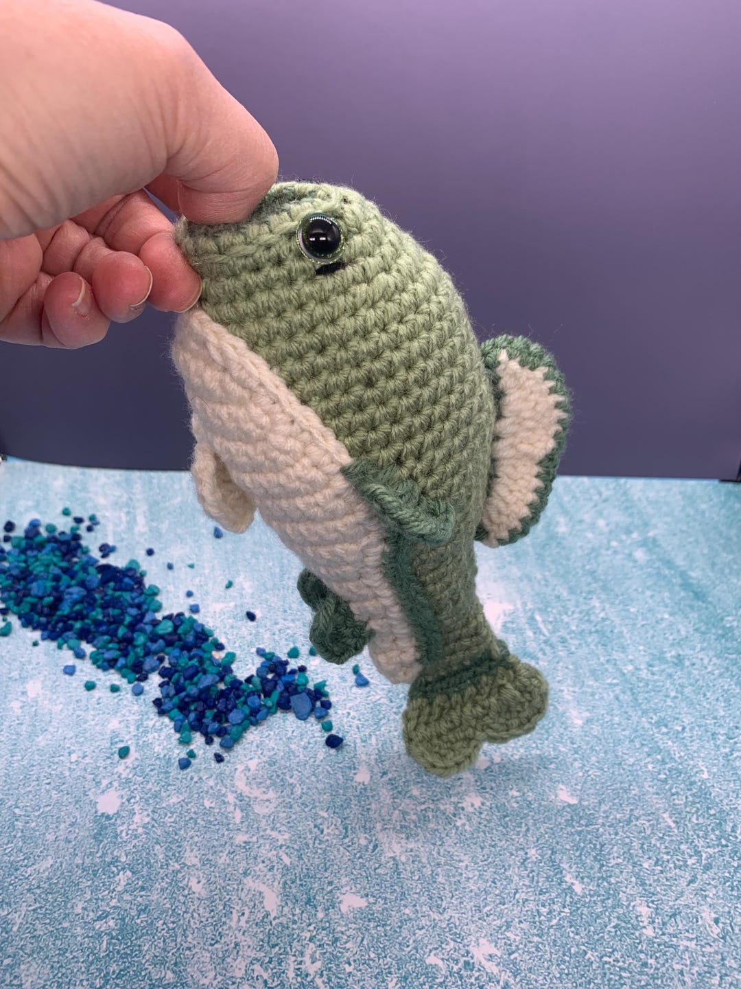 Crochet Bass Plushie: Handmade Game Fish Toy, 8-inch - Etsy