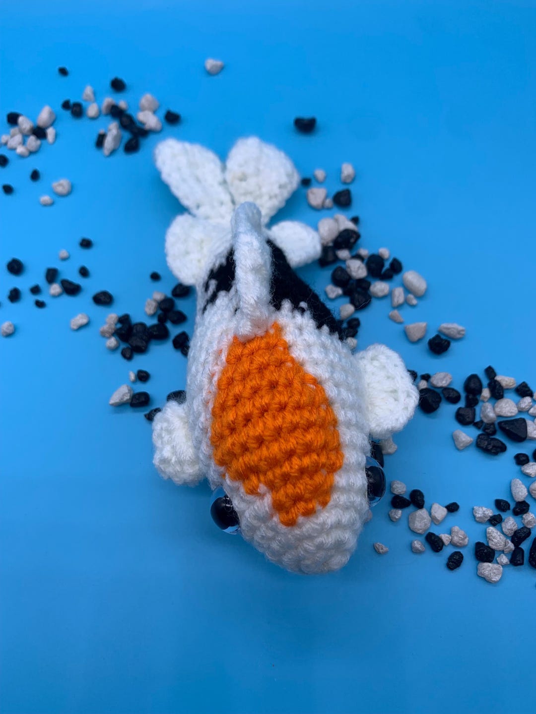 Crochet Koi Fish Plushie: Tricolor Stuffed Carp, Handmade, Red, White ...