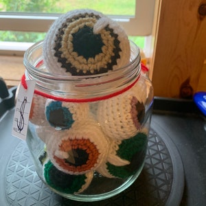 Crocheted Spooky Eyeballs Set Halloween Decor for Jars 5/7/10/15 Qty ...