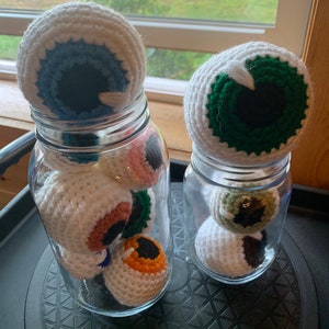 Crocheted Spooky Eyeballs Set Halloween Decor for Jars 5/7/10/15 Qty ...
