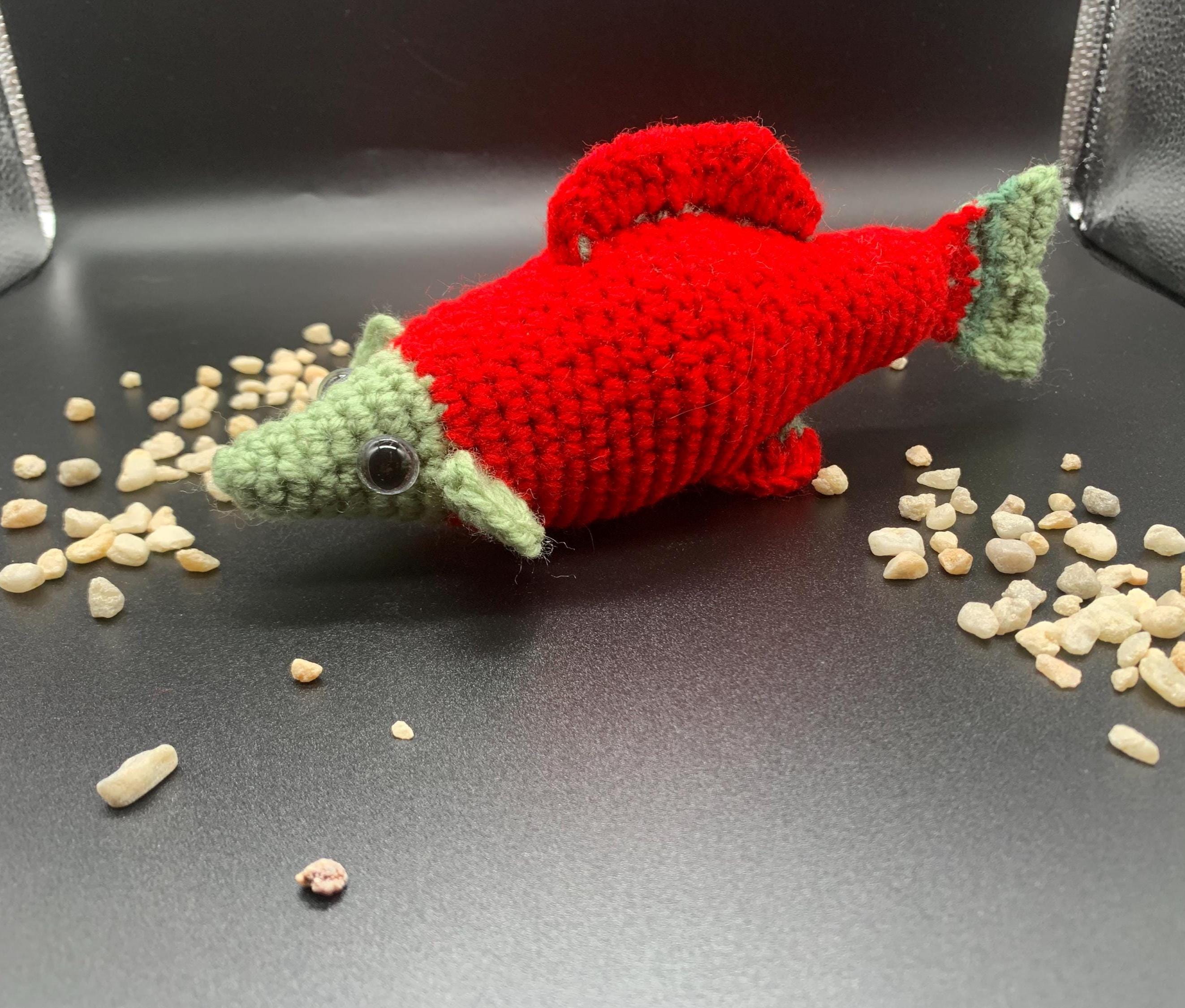 Crochet Red Sockeye Salmon Plushie: Fisherman Gift - Etsy