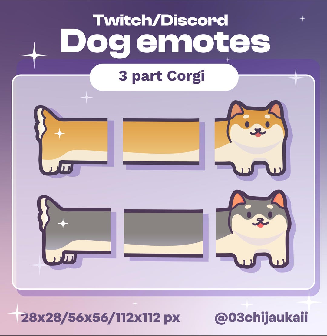 3 Part Corgi Emotes for Twitch or Discord / Corgi Emotes / Long Emotes ...