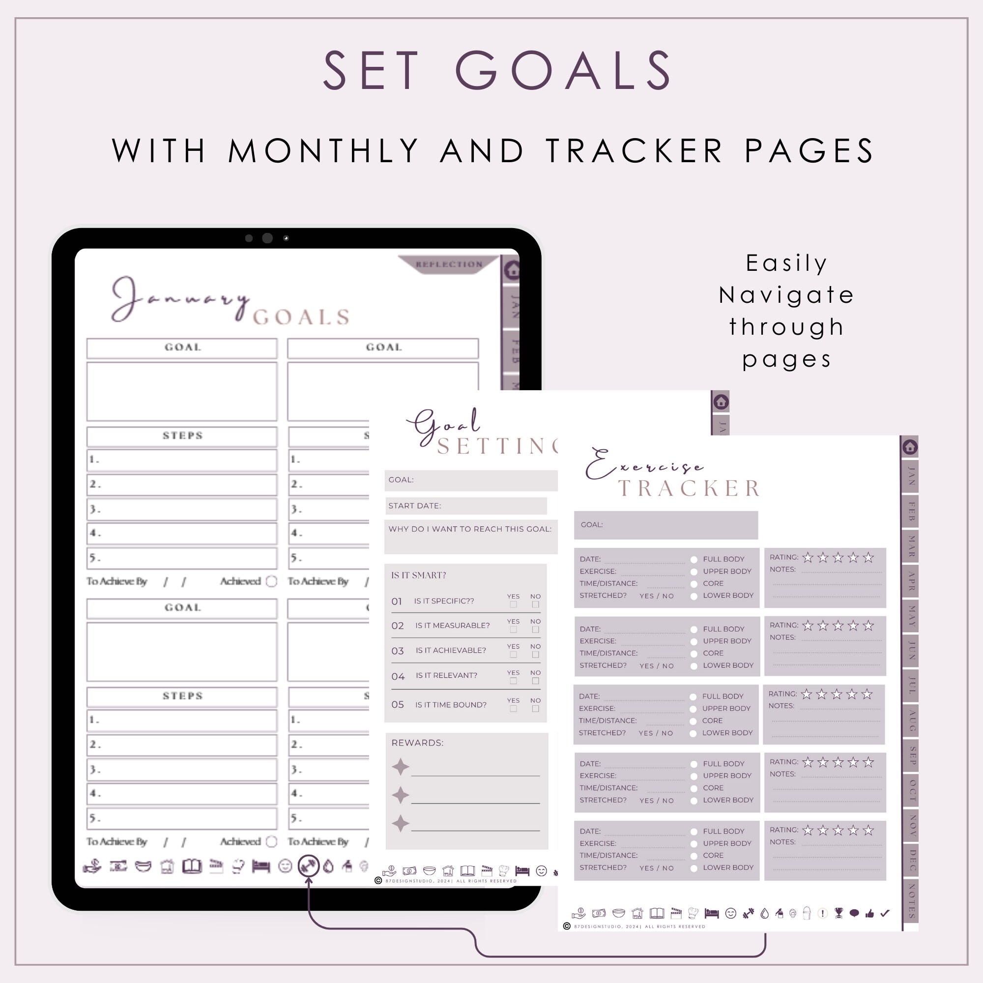 2024 Digital Planner, 2024 Portrait Planner, 2024 Planner, Hyperlinked ...