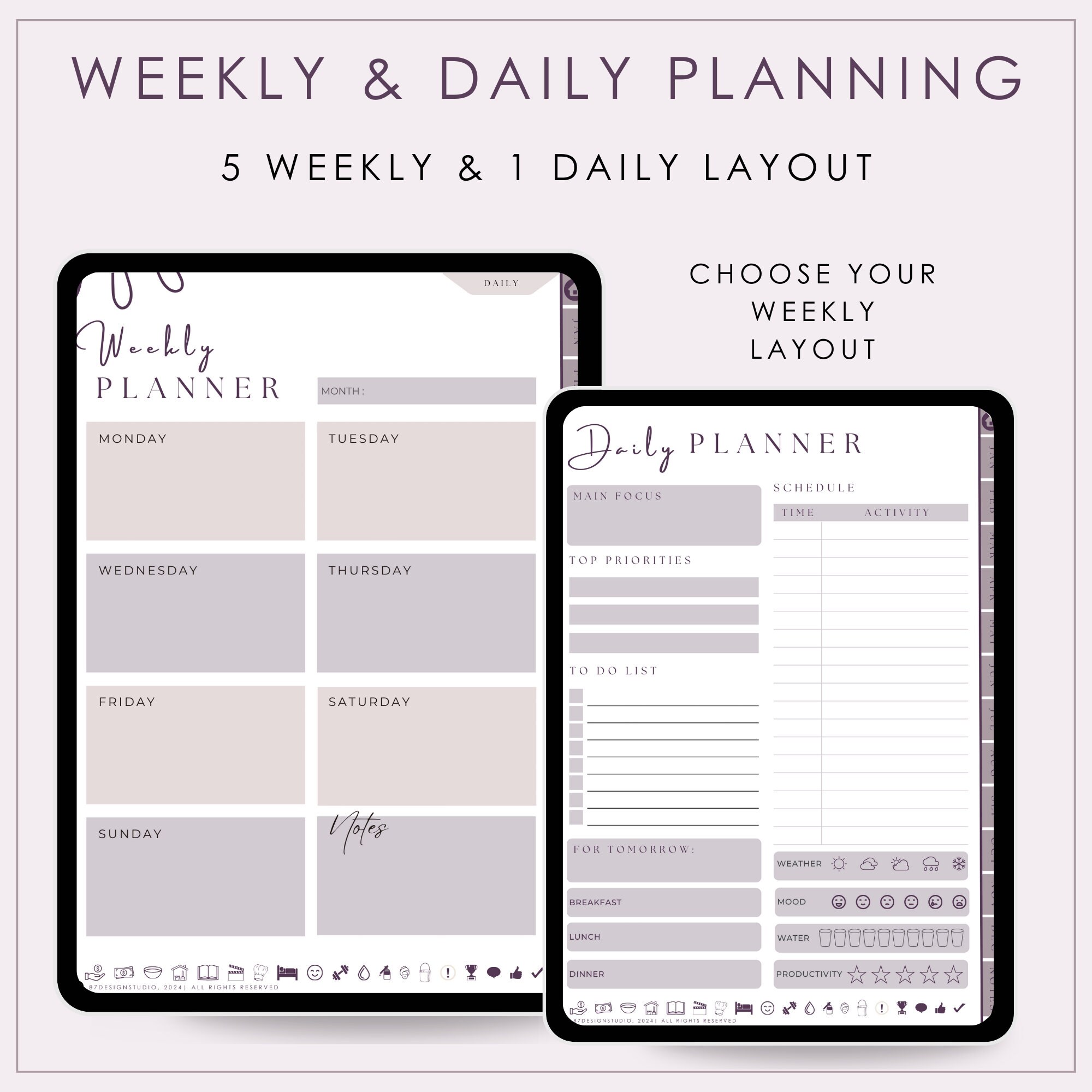 2024 Digital Planner, 2024 Portrait Planner, 2024 Planner, Hyperlinked ...