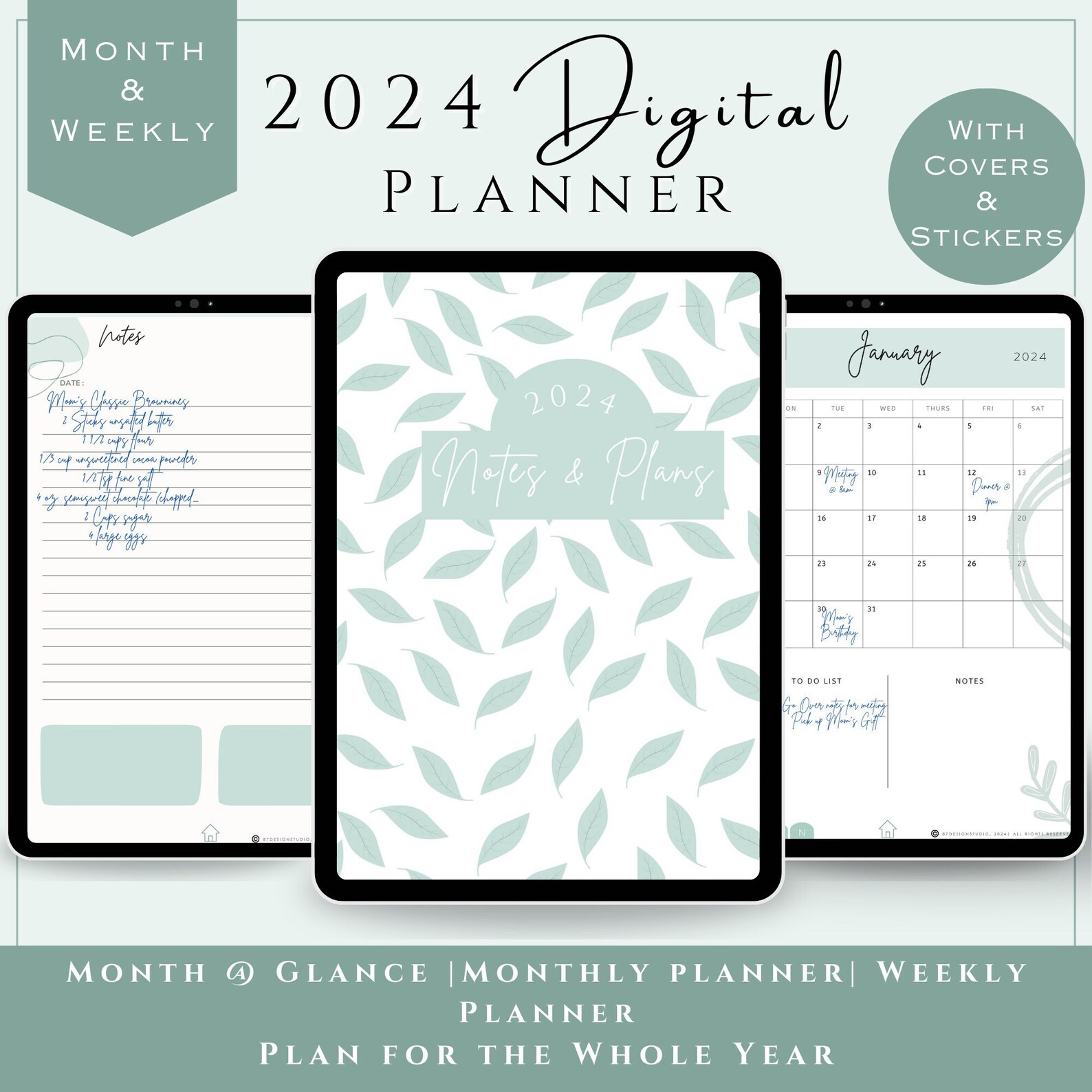 2024 Digital Planner, 2024 Portrait Planner, 2024 Planner, 2024 Dated ...