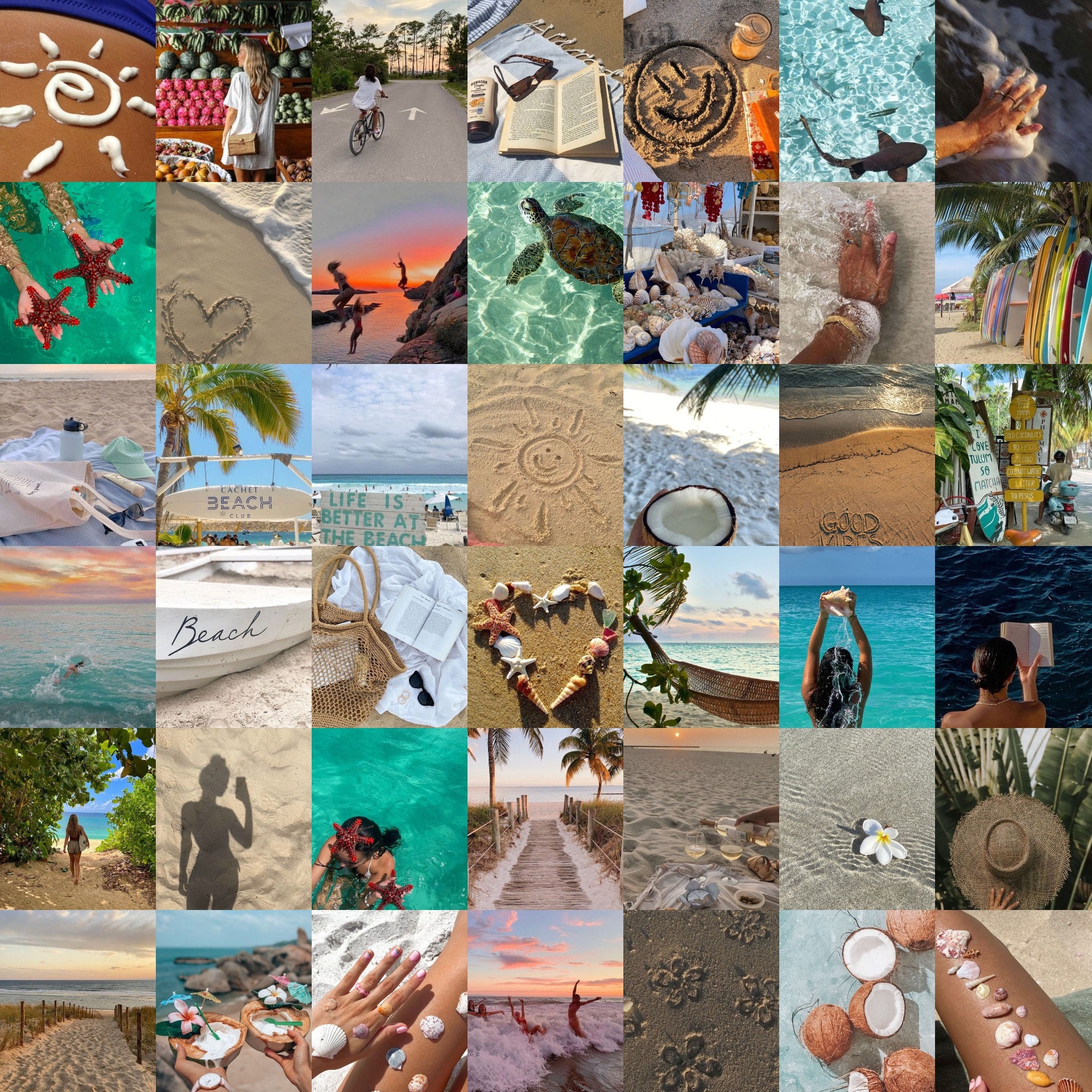 50 Piece Beach Girl Aesthetic Wall Collage Kit DIY Photo Collage ...