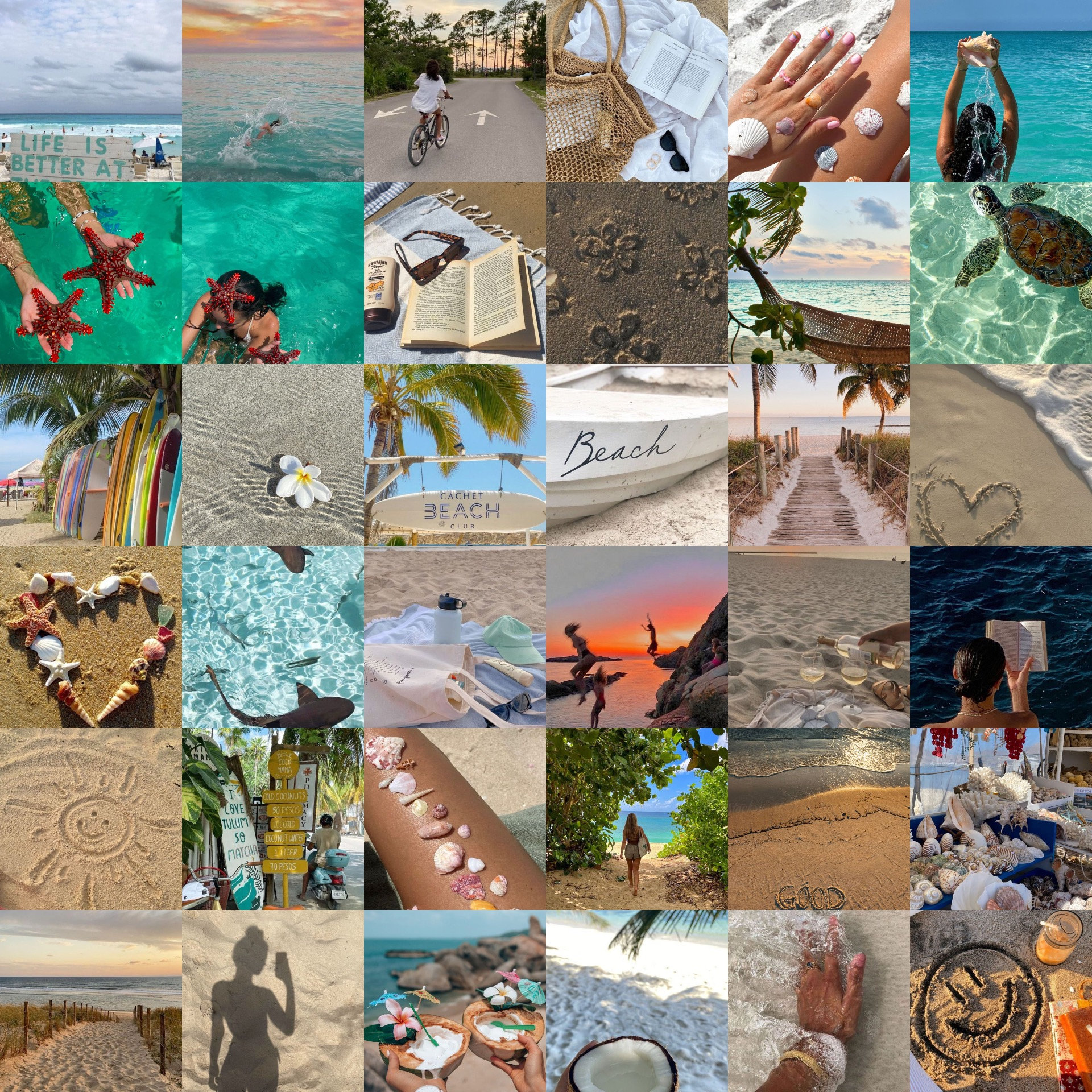 50 Piece Beach Girl Aesthetic Wall Collage Kit DIY Photo Collage ...