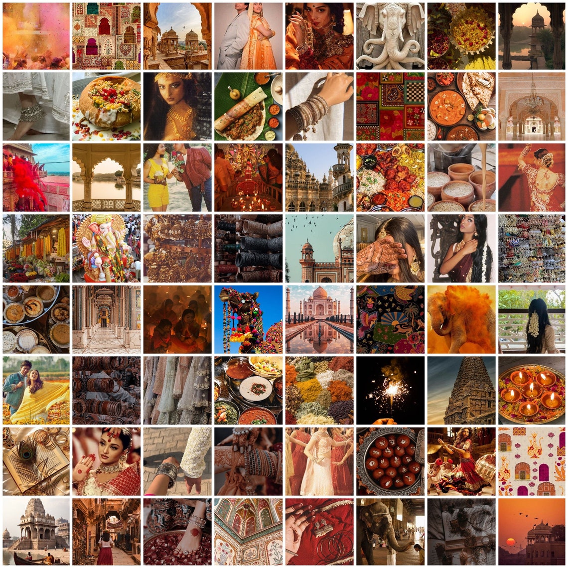 72 Piece Desi Aesthetic Wall Collage Kit | Brown Girl Aesthetic | South ...
