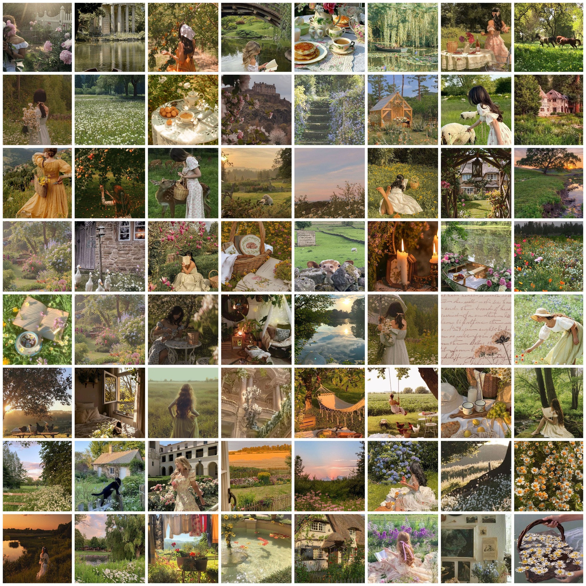100 Piece Cottagecore Aesthetic Wall Collage Kit Nature Aesthetic Dorm ...