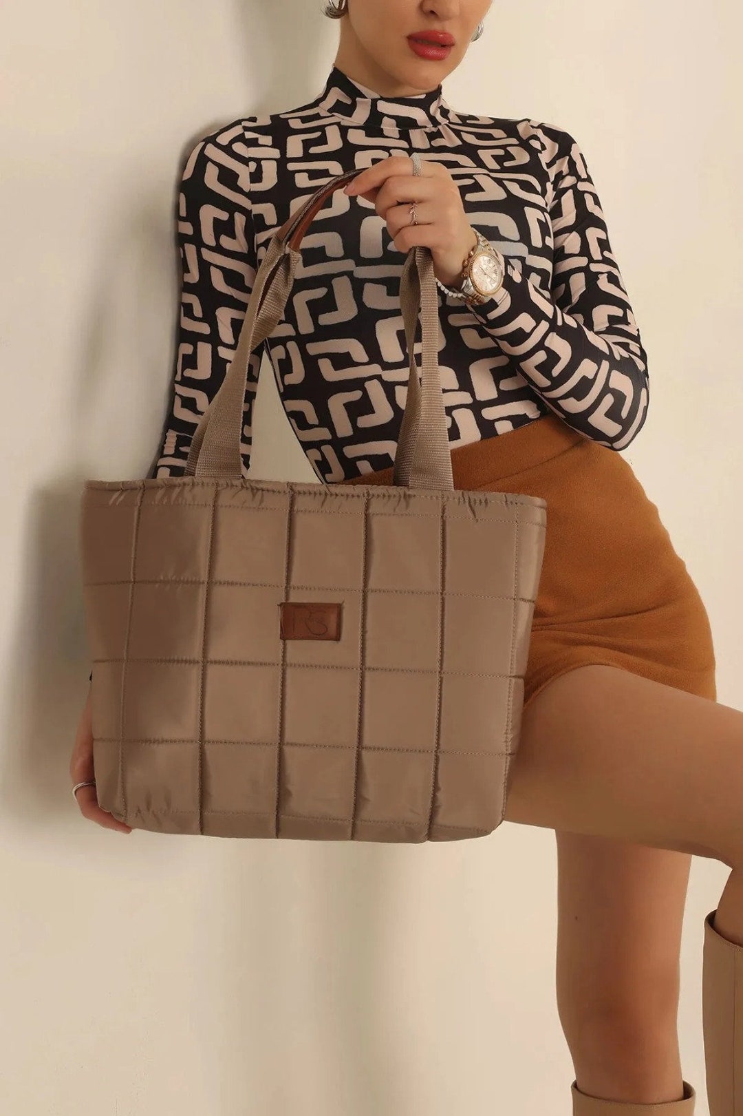 Women's Quilted Bag, Large Size Bag, Massenger Tote Bag, Fluffy ...