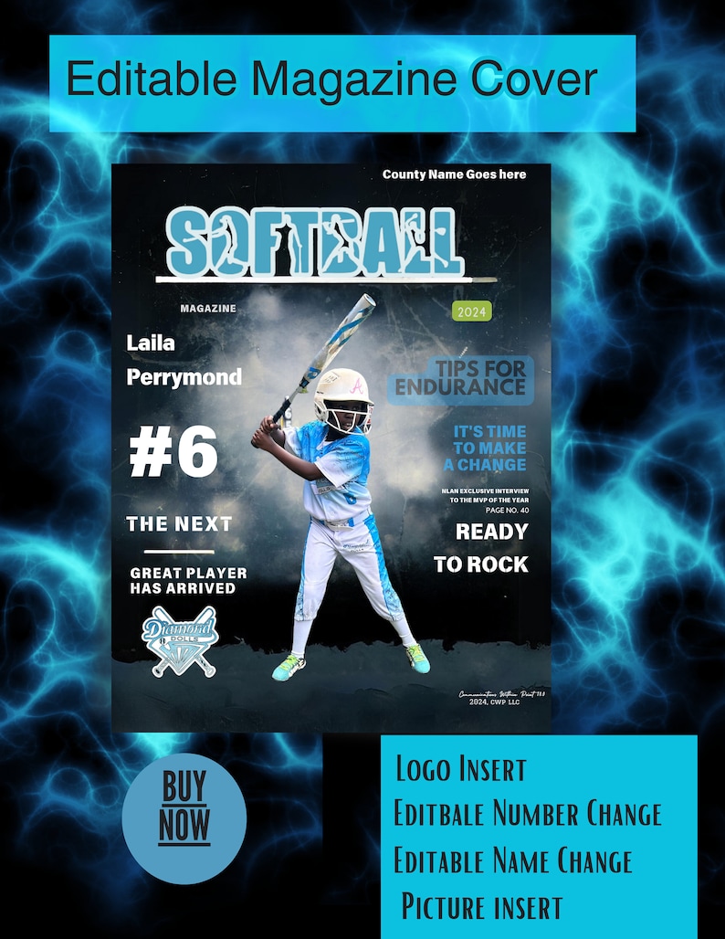 Softball Magazine Cover and Team Certificate - Etsy