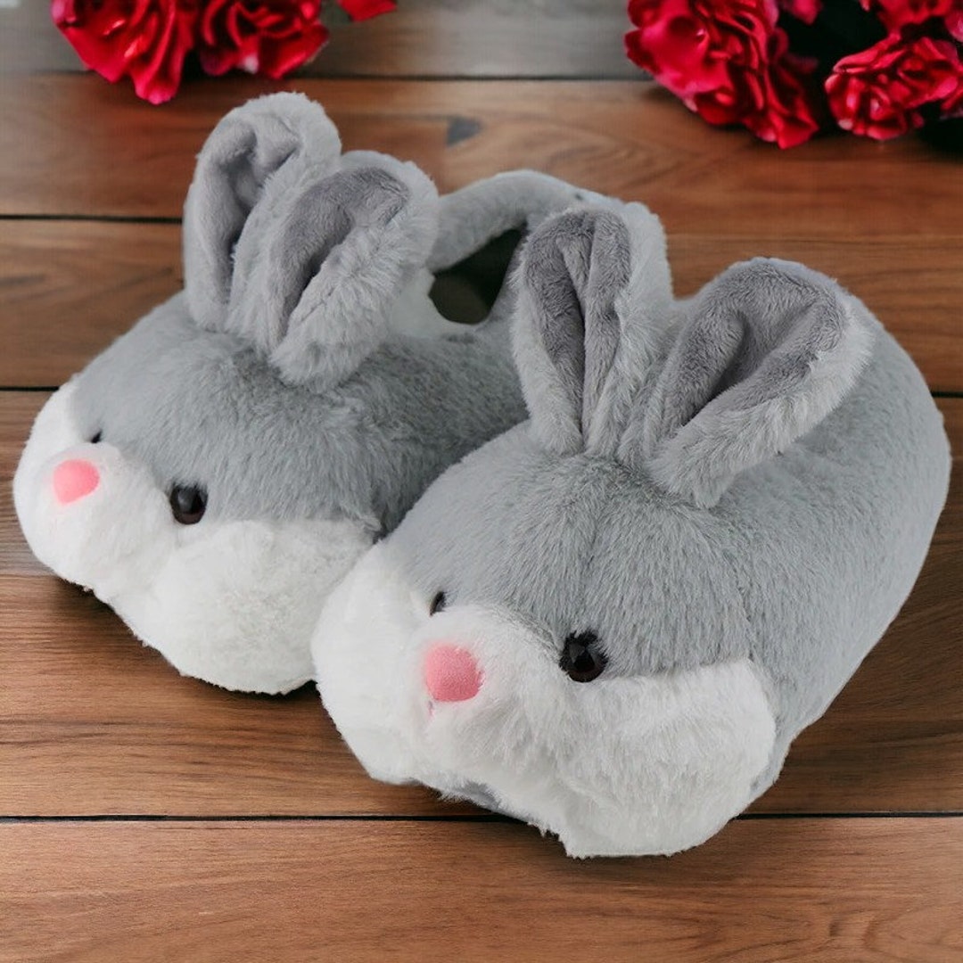Fluffy Bunny Slipper for Easter Cute Bunny Comfy Easter Animal Slippers ...