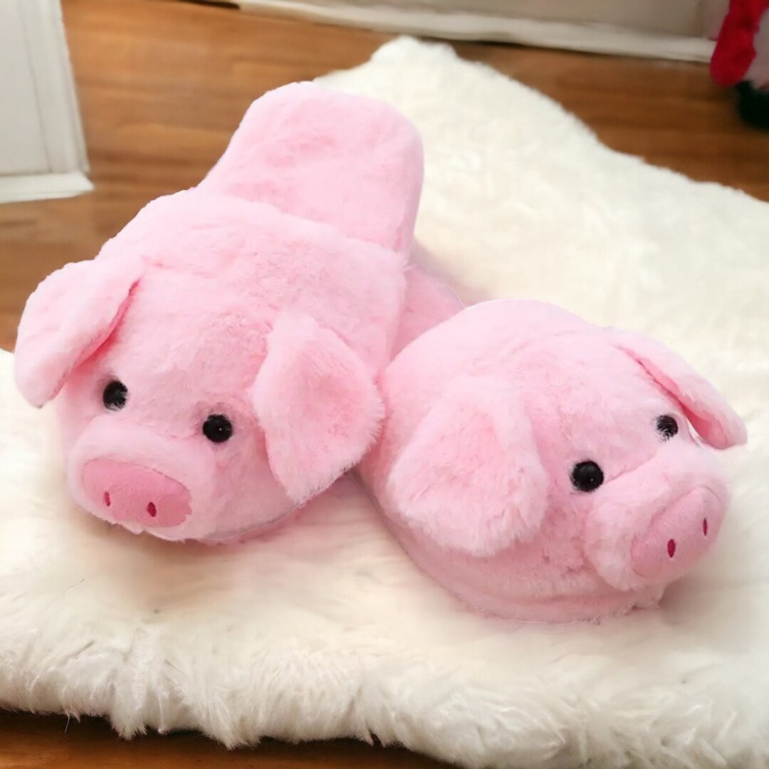Fluffy Pig Slippers Cute Pig Slippers Comfy Animal Slippers Cozy Pig ...