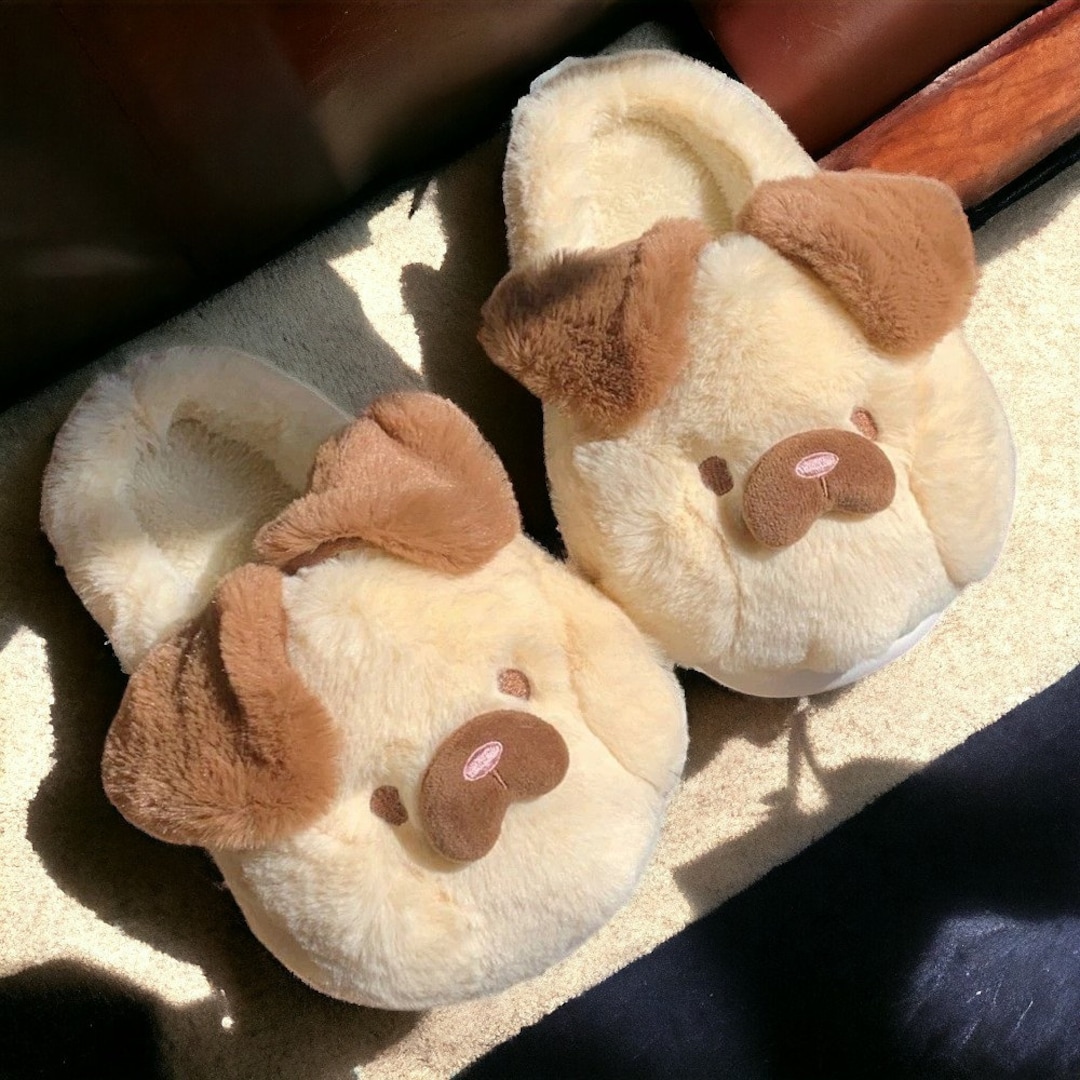 Fluffy Dog Slippers Cute Dog Slippers Comfy Animal Slippers Cozy Dog ...