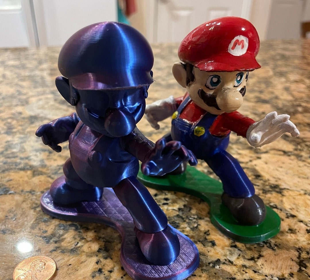 Super Mario Figure 3D Printed Red to Blue Fade or Classic Hand Painted ...