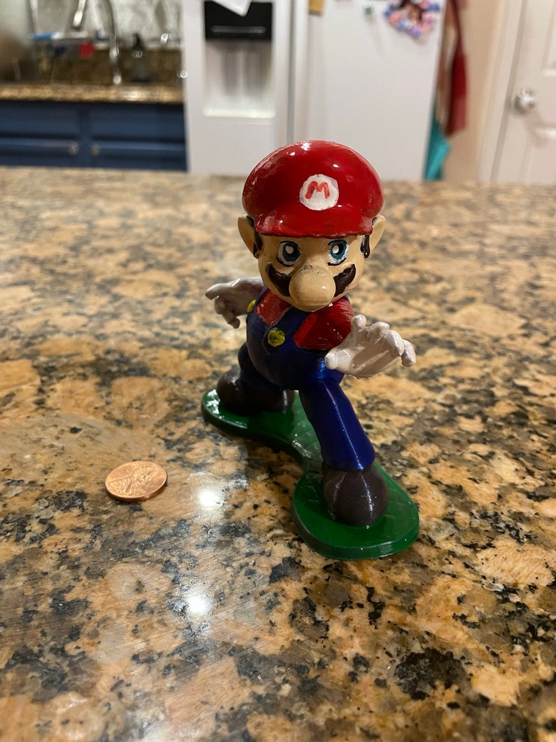Super Mario Figure 3D Printed Red to Blue Fade or Classic Hand Painted ...