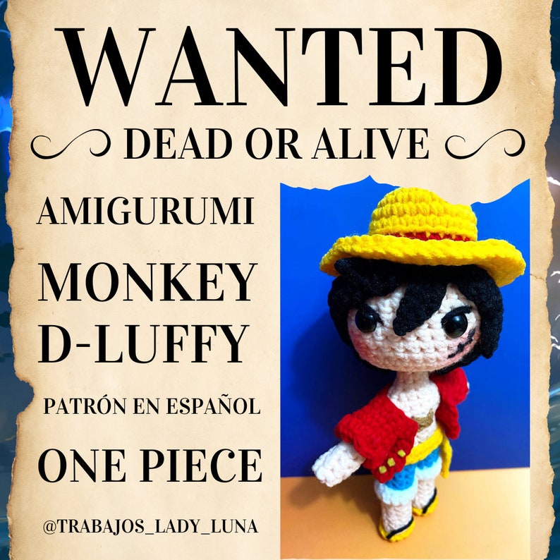 Monkey D. Luffy - One Piece - Amigurumi Pattern - Spanish - Etsy UK
