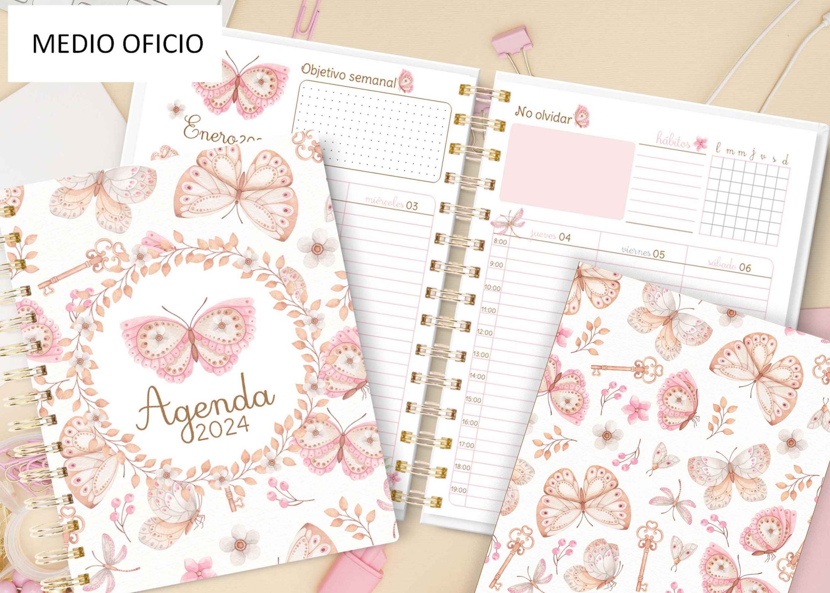 AGENDA PLANNER MARIPOSAS 2024 / Visualización semana completa / Archivo ...