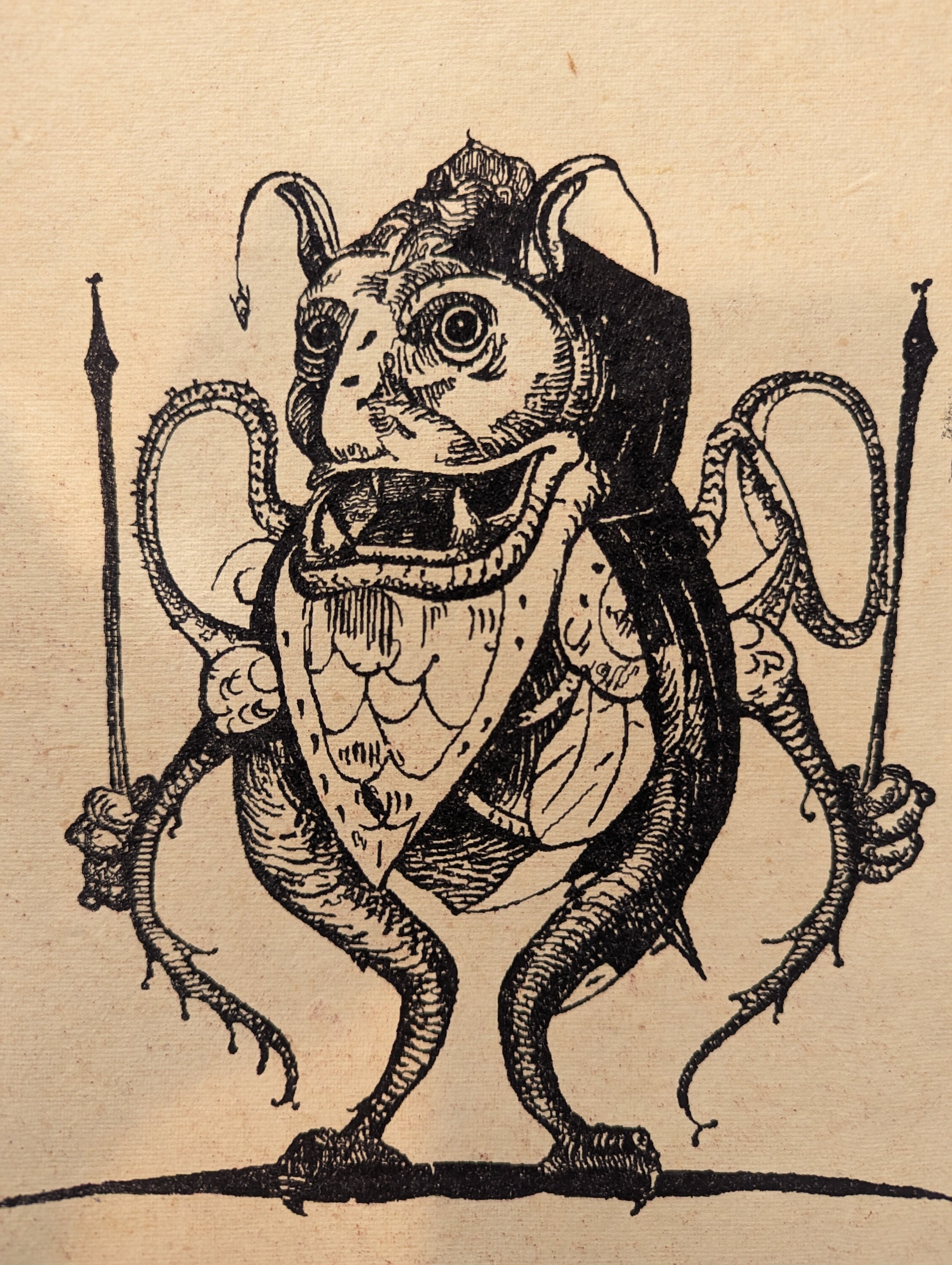 Mythical Goblin Warrior, Original Design, Ink Pen on Virgin Cotton ...