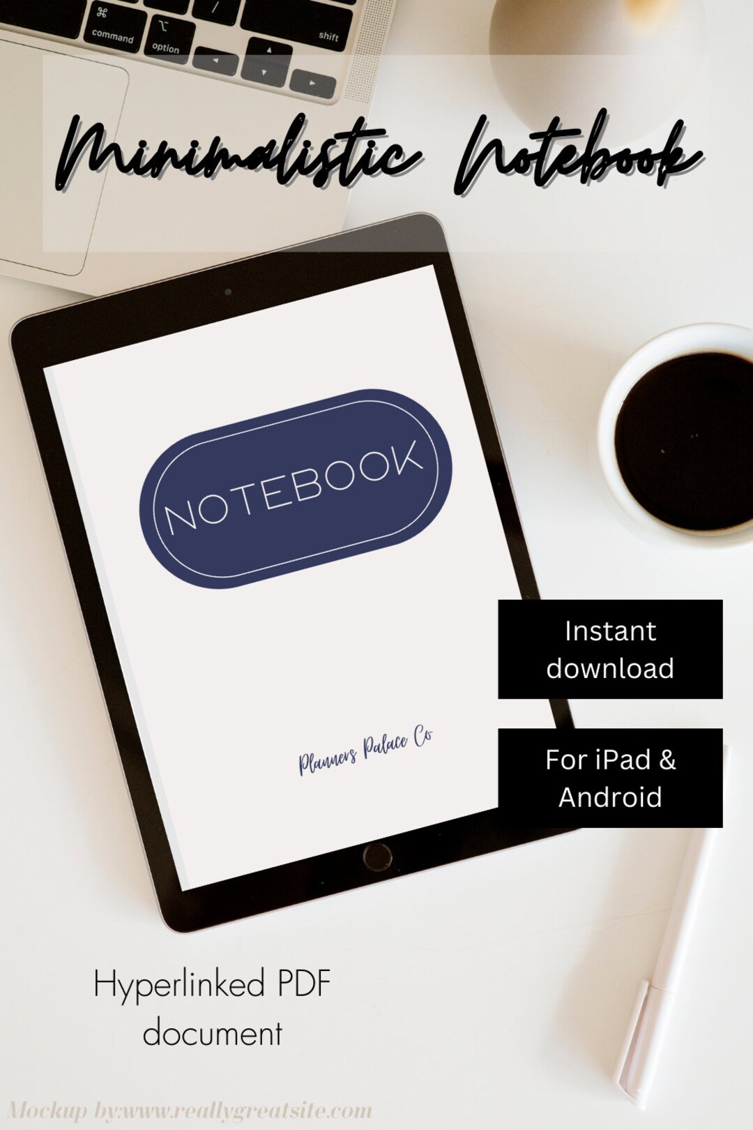 DIGITAL Minimalistic Notebook (vertical), Student Notebook, Simple ...