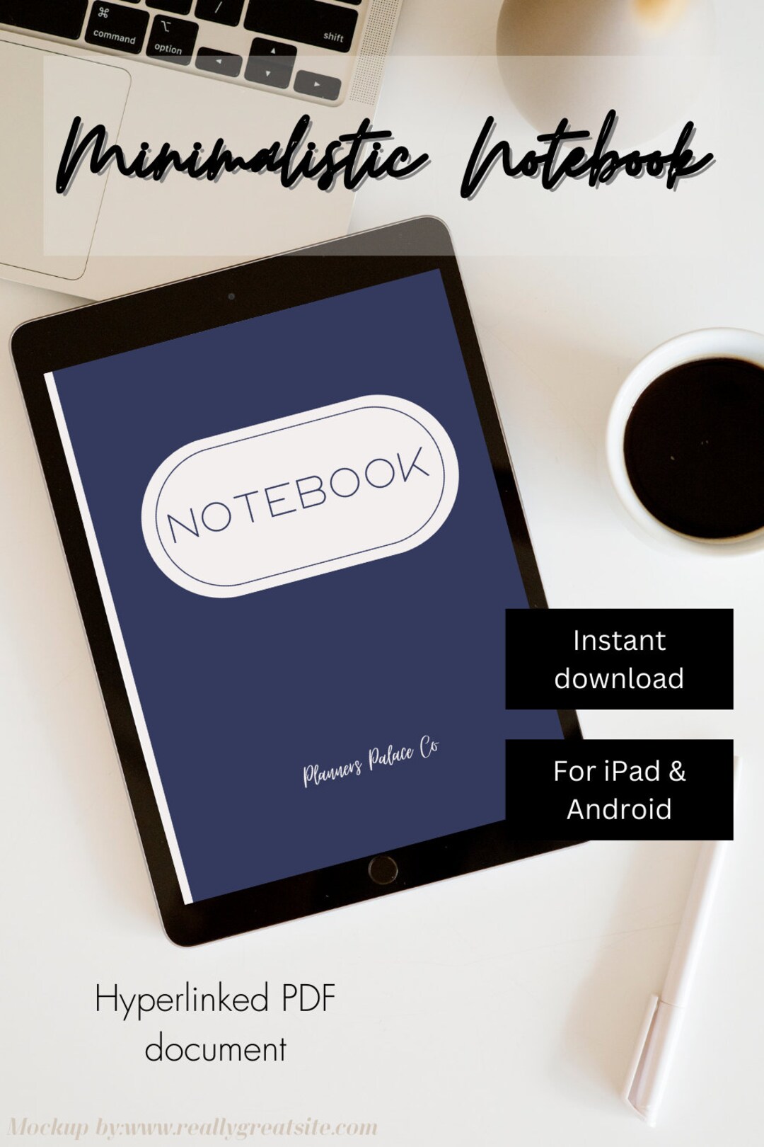 DIGITAL Minimalistic Notebook (vertical) - Blue Cover, Student Notebook ...