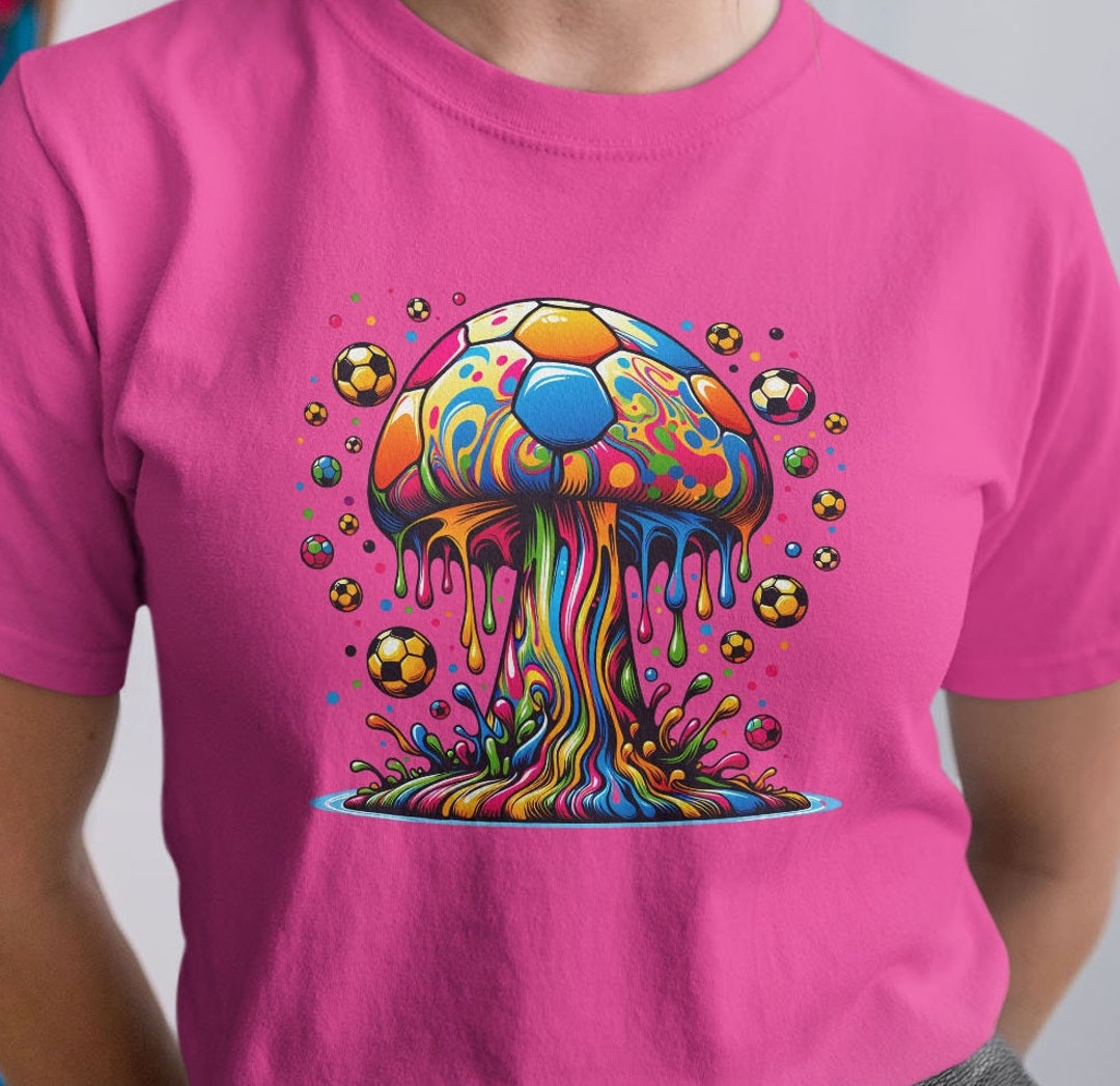 Trippy Soccer Ball Tee Shirt, Soccer Mushroom Unisex Shirt, Wild Color ...
