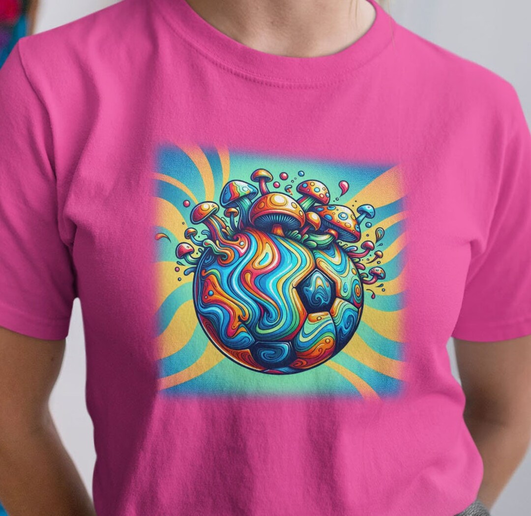 Psychedelic Soccer Ball Tee Shirt, Soccer Mushroom Unisex Shirt, Wild ...