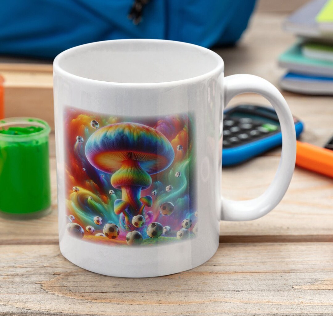 Mushroom Cloud Soccer Ball Mug, Psychedelic Soccer Ball Mug, Soccer ...
