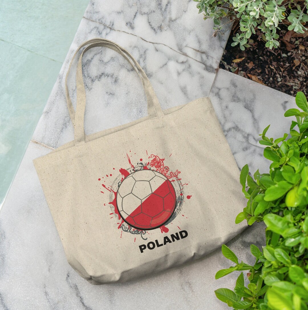 Poland Soccer Fan Large Tote Bag, Soccer Mom Tote Bag, Soccer Game Day ...