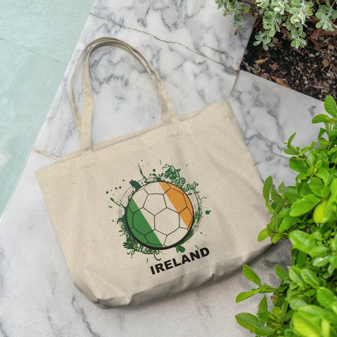 Ireland Fan Soccer Large Tote Bag, Soccer Mom Tote Bag, Soccer Game Day ...