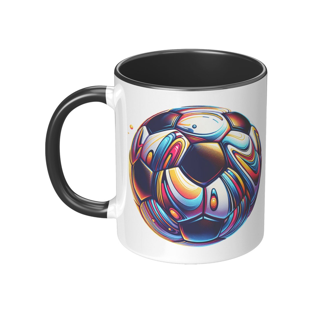 Wild Soccer Ball Mug in 11 Oz, Neon Colors Soccer Ball Mug, Soccer ...