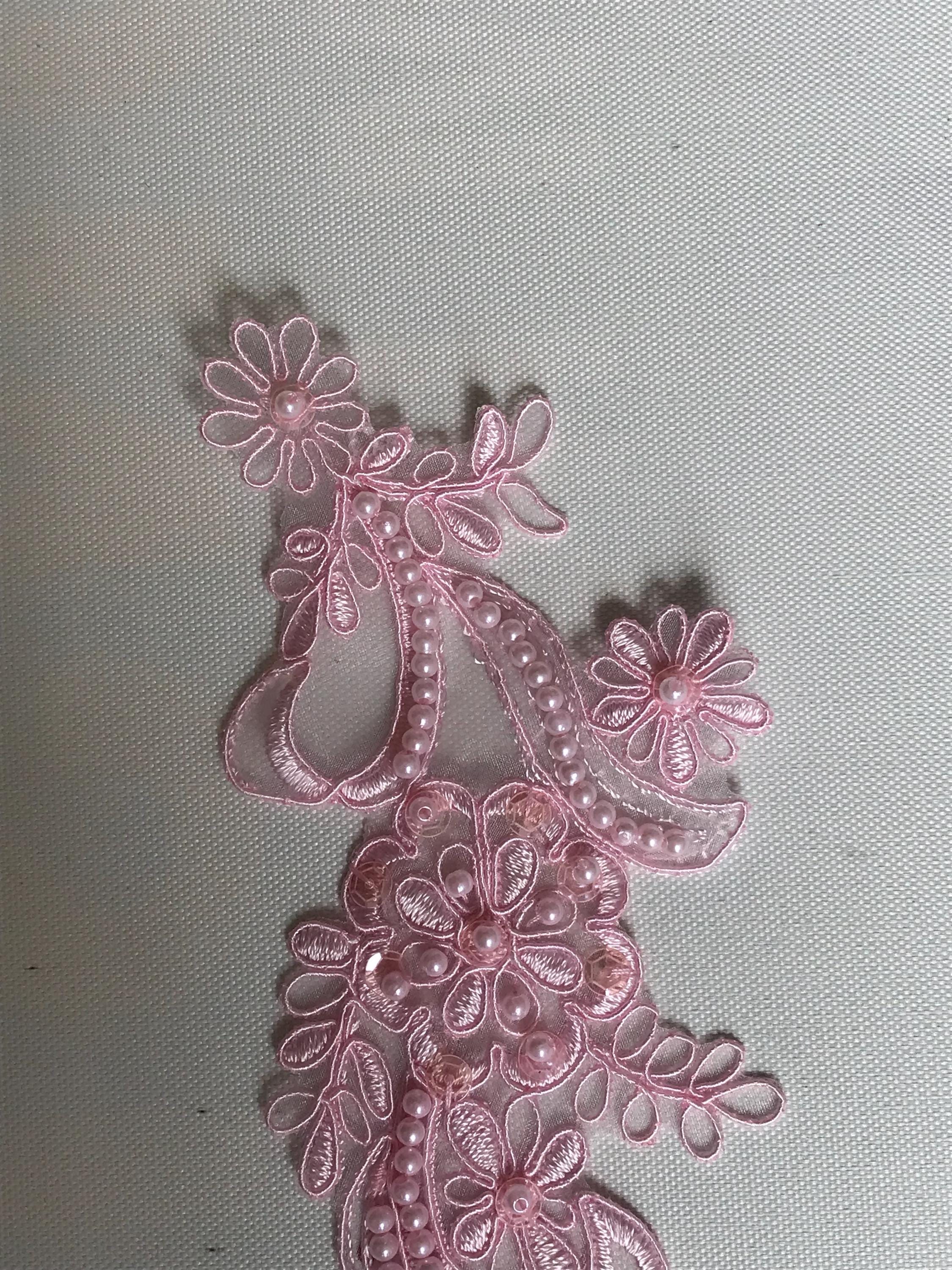 Beaded Applique. Pink Appliqués. Sold per Piece. - Etsy