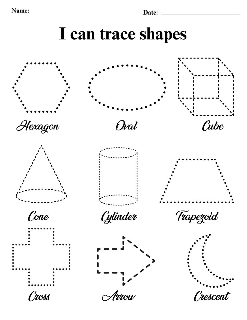 Basic Shape Tracing, Shape Tracing Worksheets, Printable Shape ...