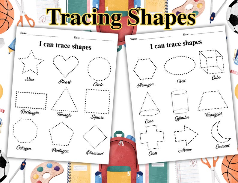 Basic Shape Tracing, Shape Tracing Worksheets, Printable Shape ...