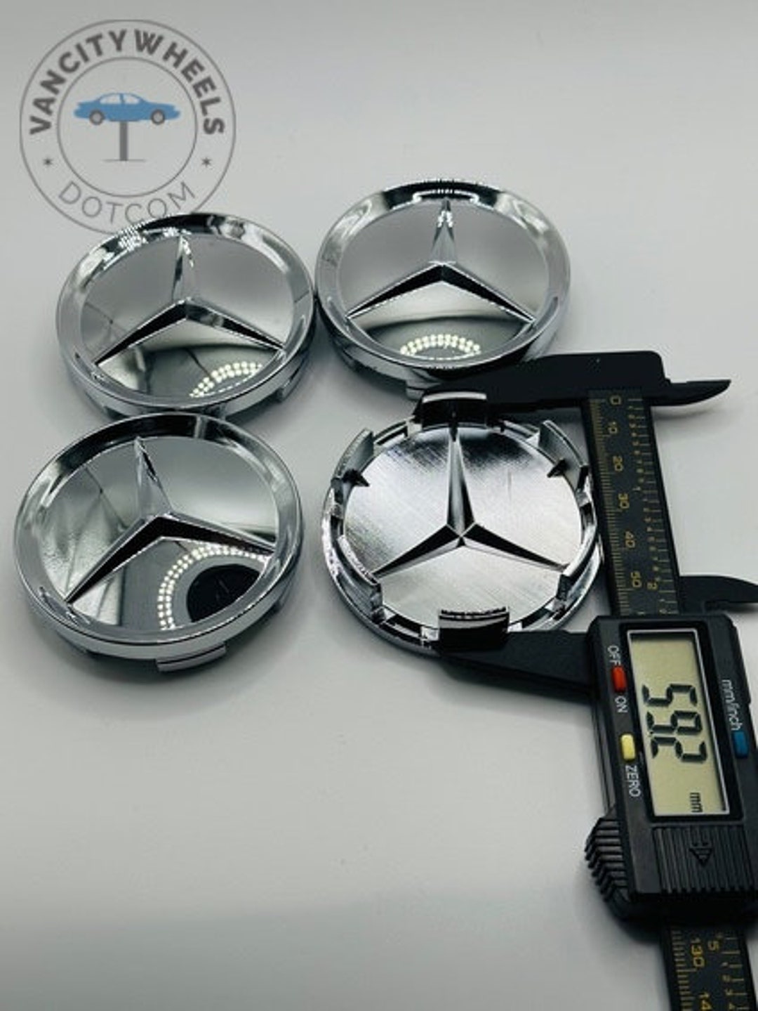 Set of 4 Mercedes Benz Chrome Alloy Wheel Center Caps 64mm, Center Hub ...