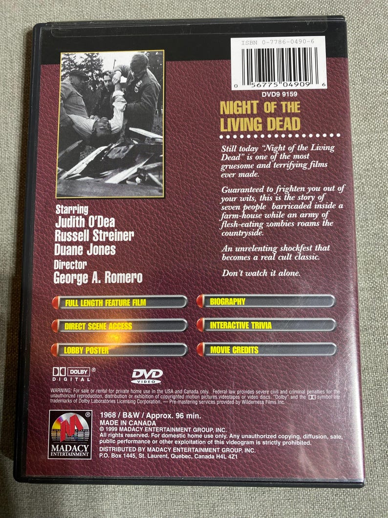 Night of the Living Dead - DVD - Etsy