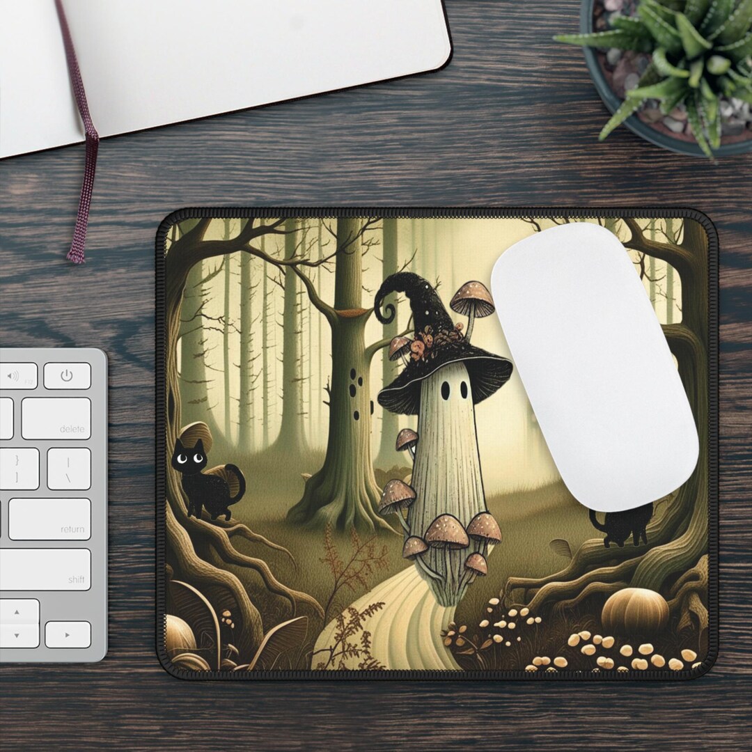 Spooky Mushroom Ghost Mouse Pad |ghostly Whimsical Desk Accessory ...