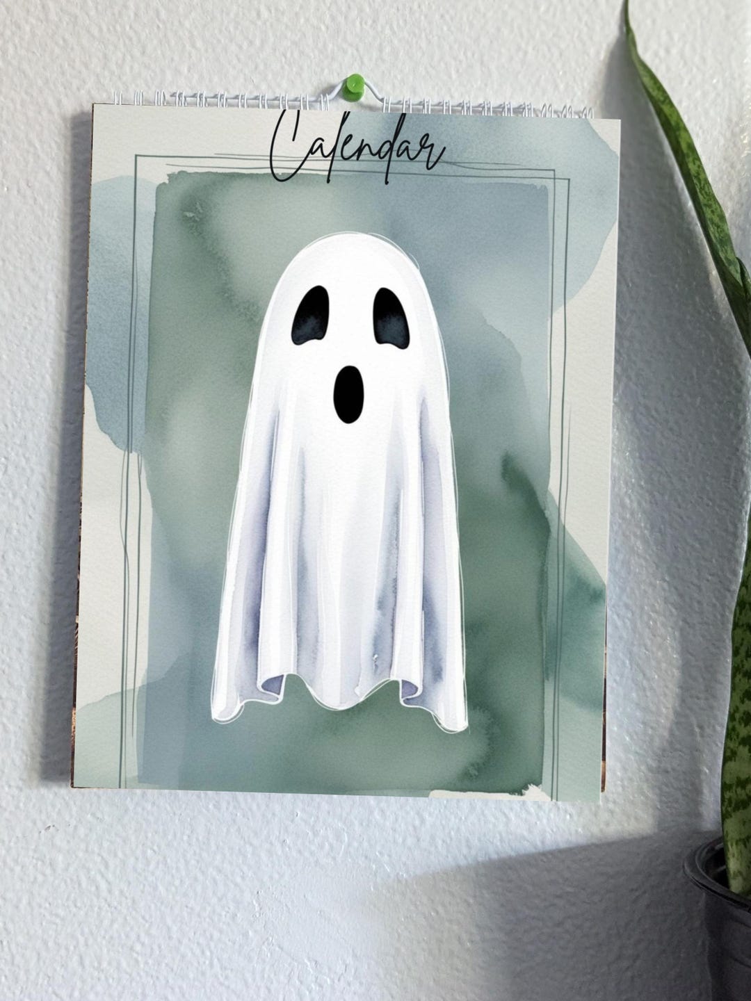 Watercolor Ghost Calendar |nature and Animals Monthly Wall Art |kawaii ...