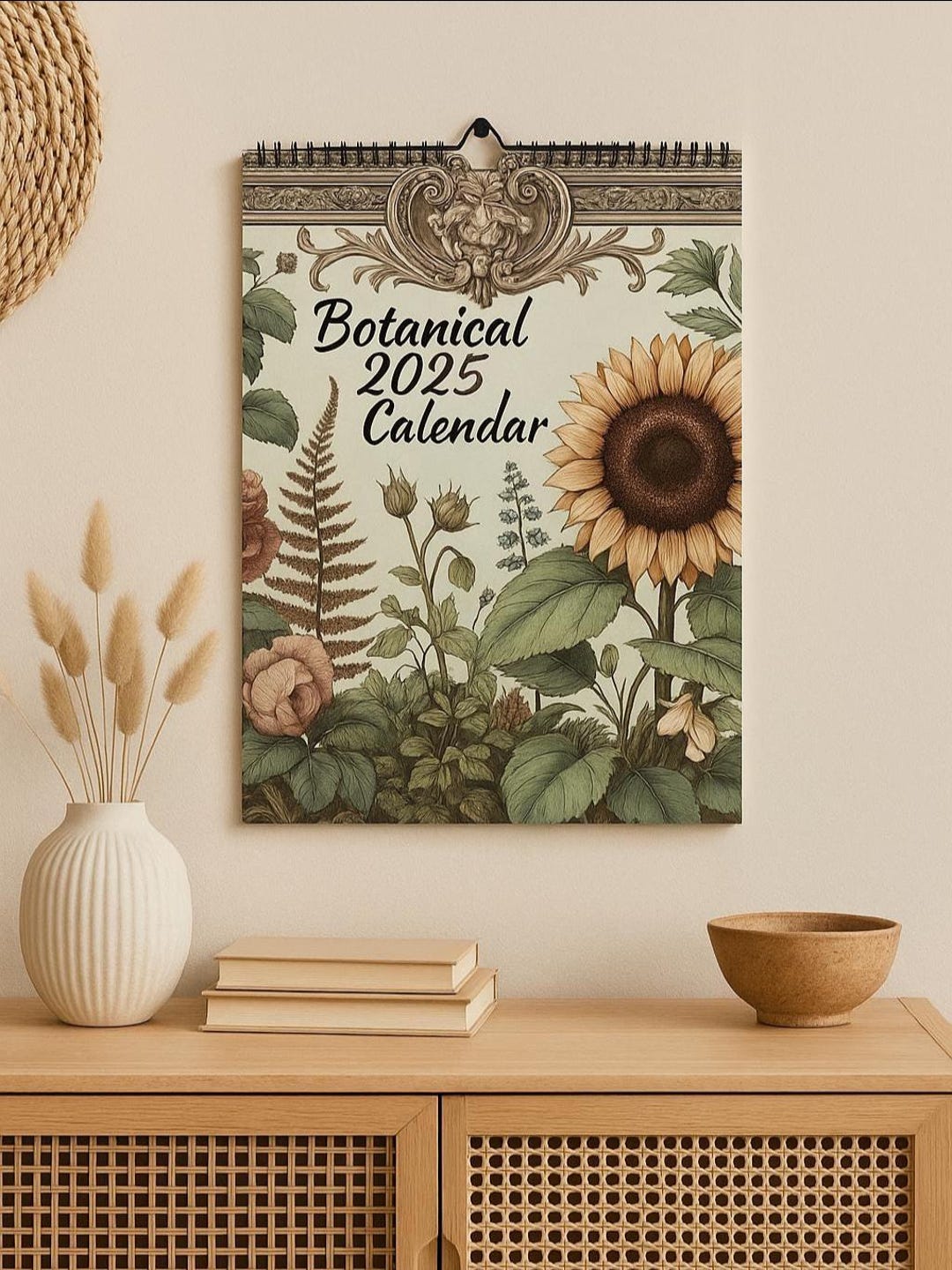 2025 Vintage Botanical Calendar 11x16.5 Wall Art Floral Decor Nature ...