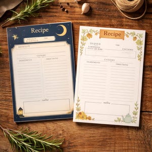 Cottagecore Recipe Card Bundle: 4 Templates, PDF and Canva Template ...