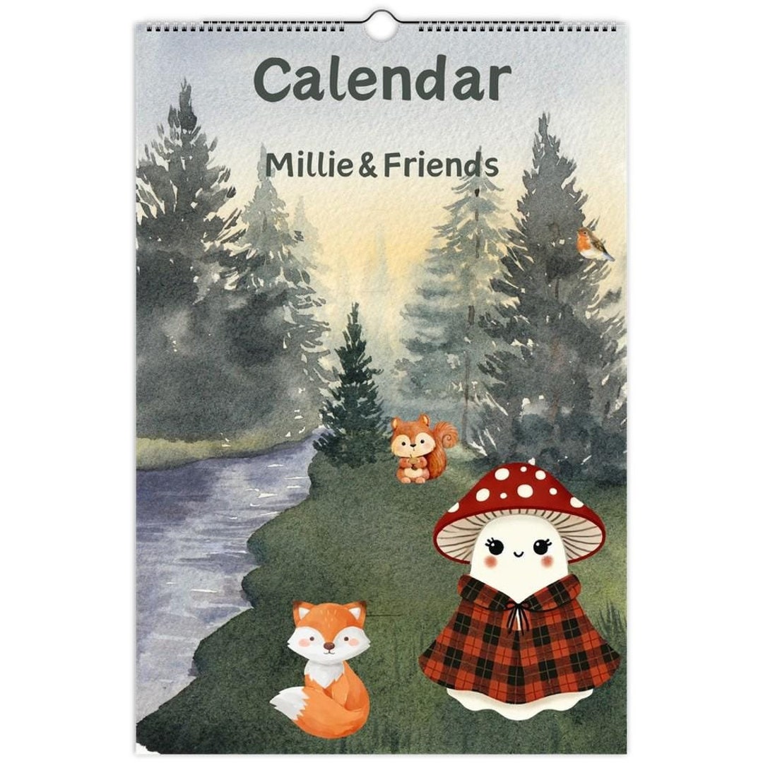 Mushroom Forest Friends Calendar 2026: Kawaii Family Wall Art, Kids ...